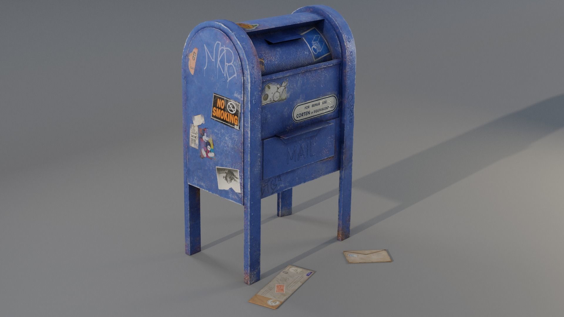 3D model Underground MailBox GameReady- PBR Texture VR / AR / low-poly ...