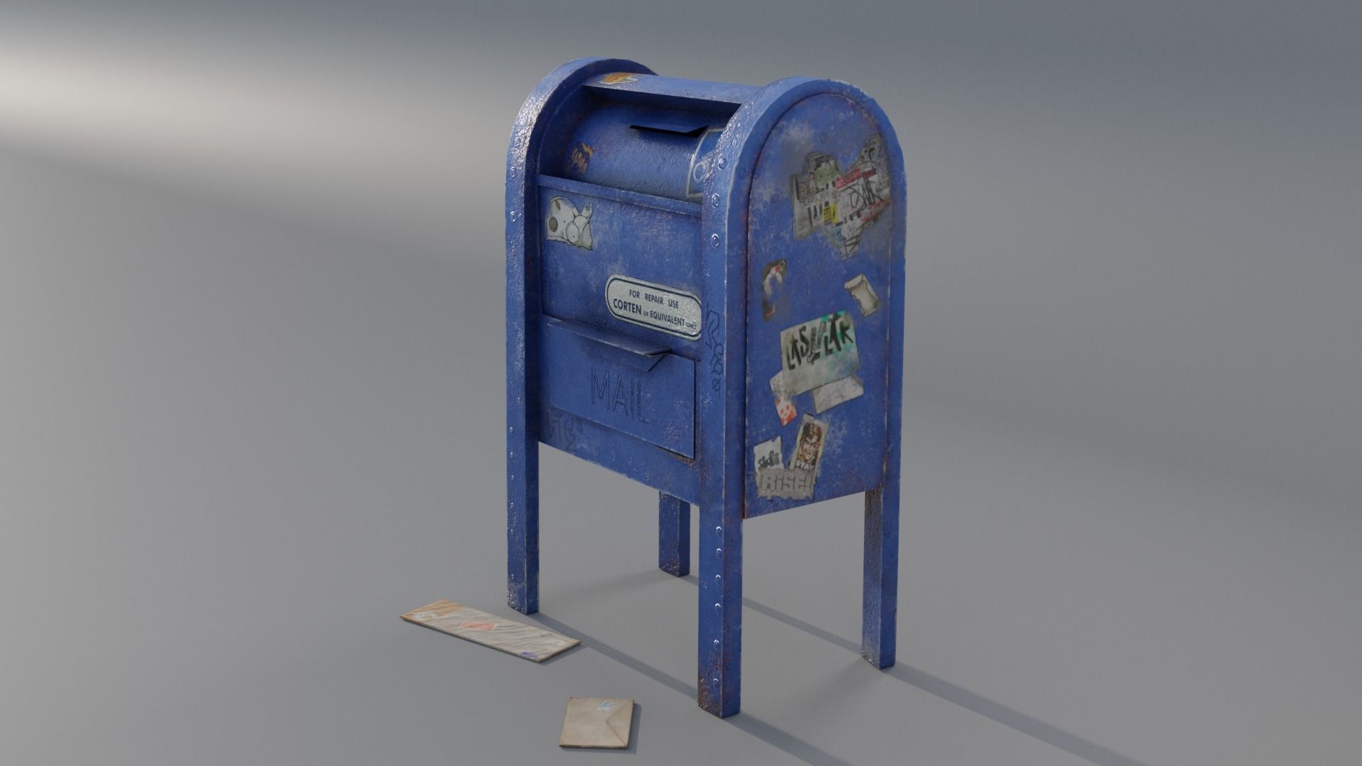 3D model Underground MailBox GameReady- PBR Texture VR / AR / low-poly ...
