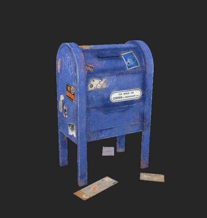3D model Underground MailBox GameReady- PBR Texture VR / AR / low-poly ...