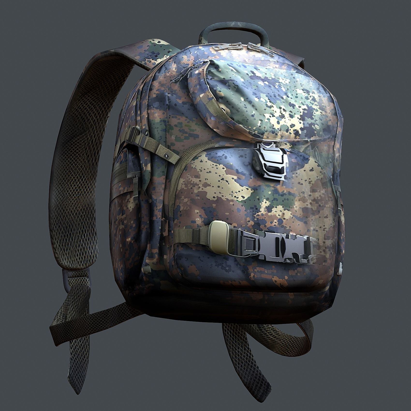 3D model Backpack military combat Black baggage VR / AR / low-poly ...