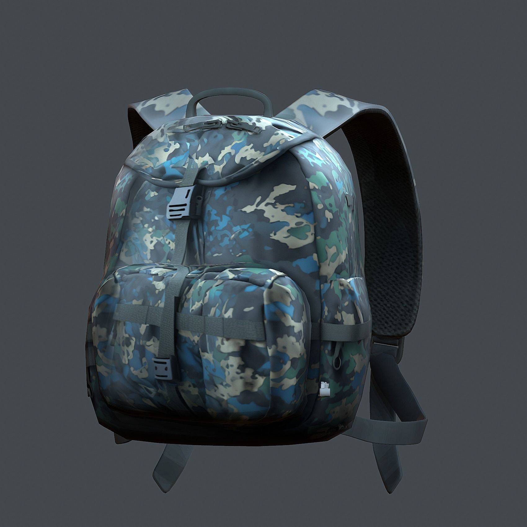 3D model Backpack military combat Black baggage bag VR / AR / low-poly ...