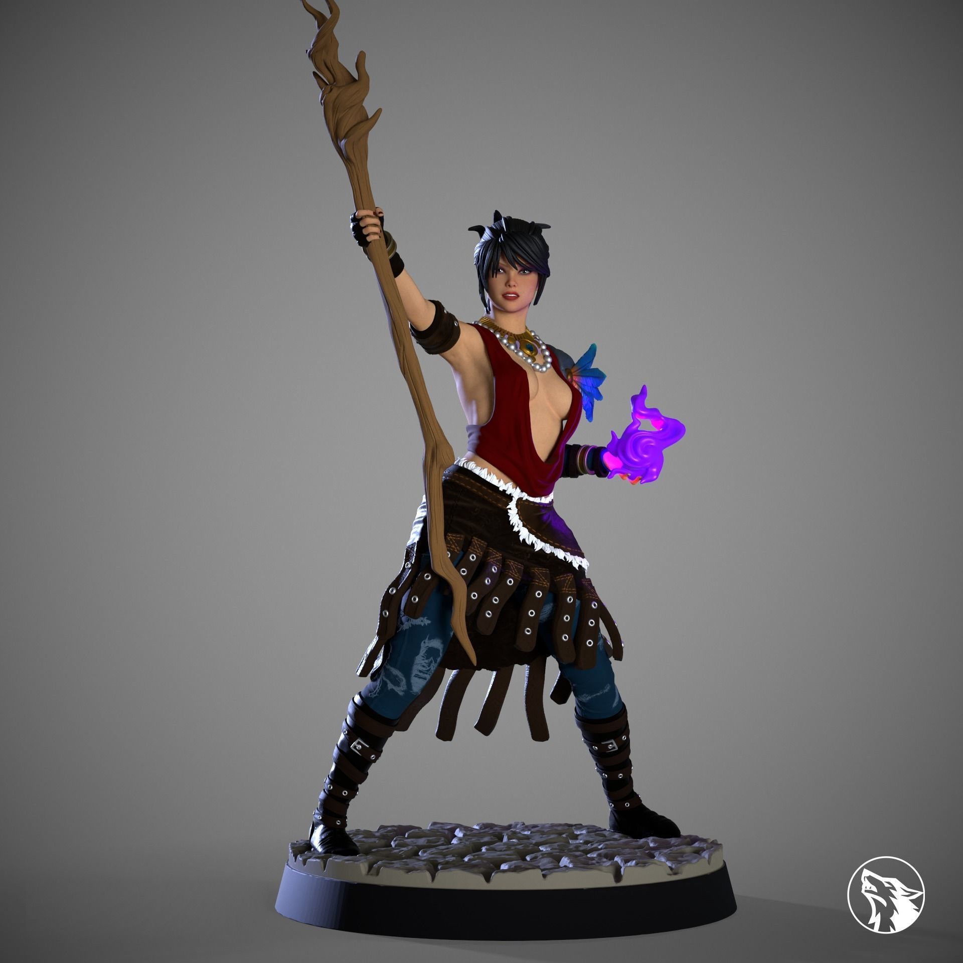 Morrigan statue of woman holding wand 3D model 3D printable | CGTrader