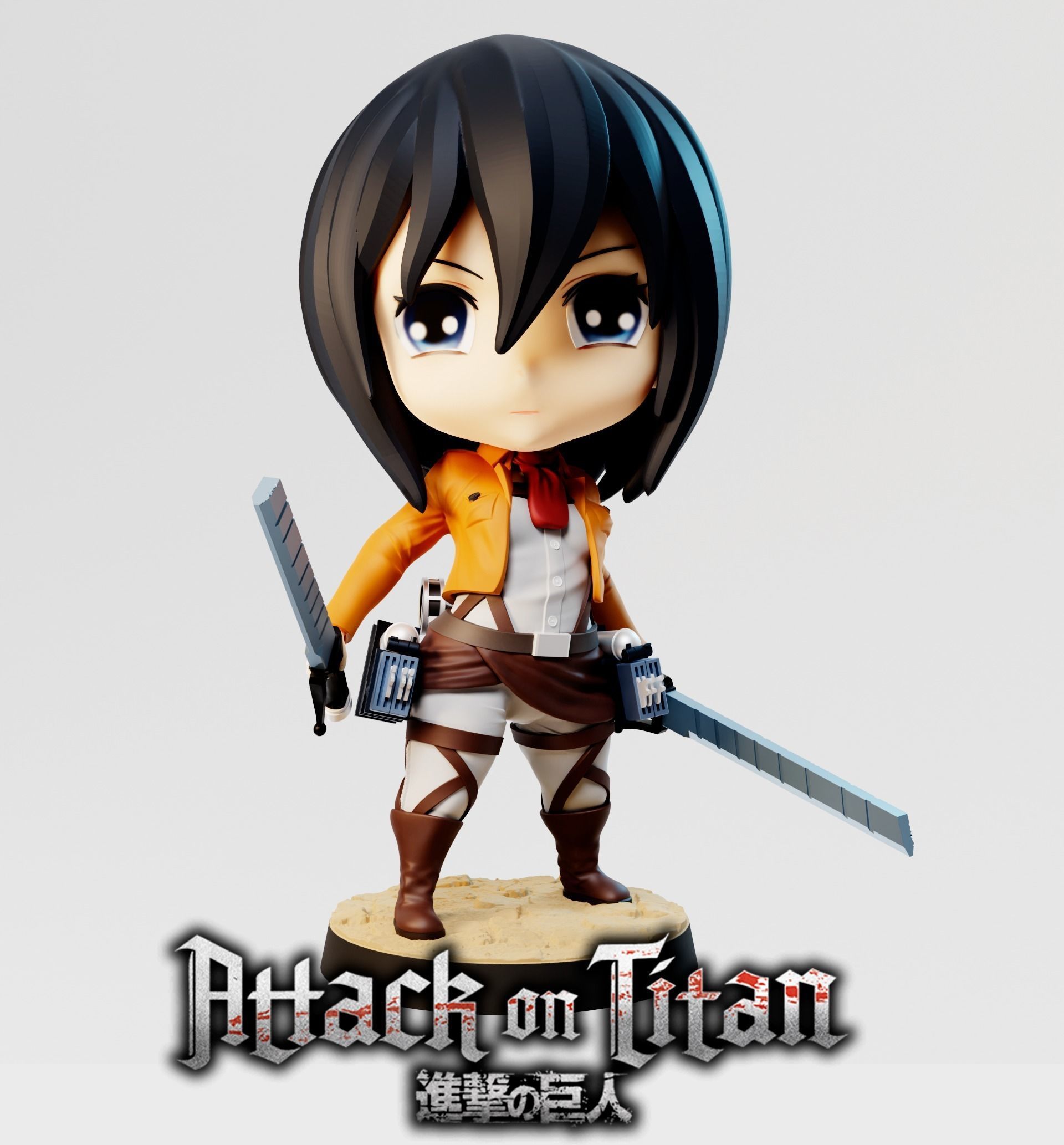 Chibi Mikasa 3D model 3D printable | CGTrader