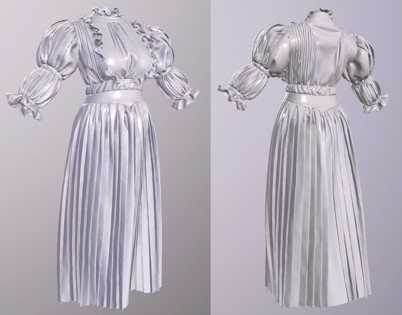 Dress with nature print 3D model | CGTrader