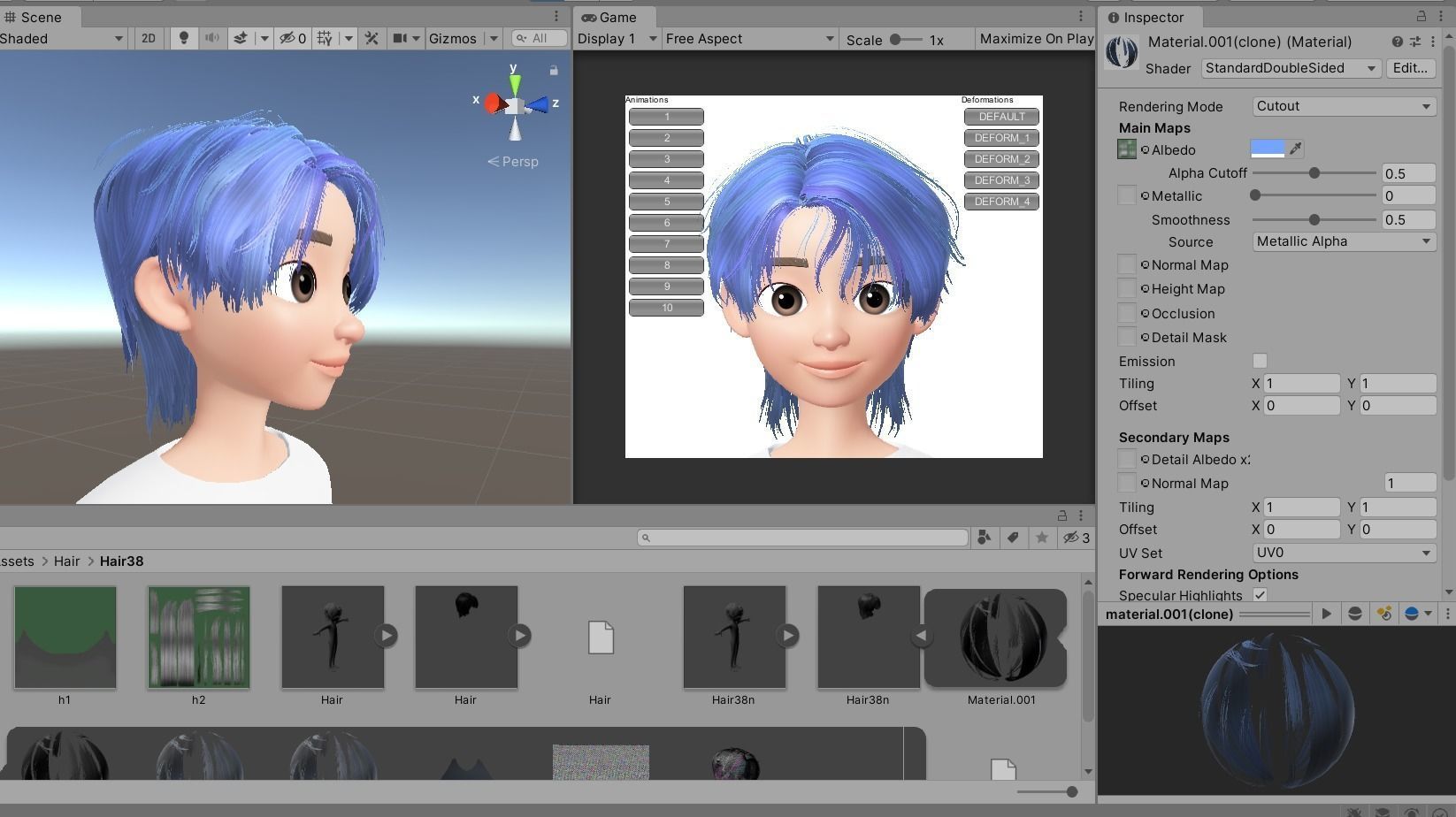 3D model Hair 3D Model Unity Prefab Zepeto Item VR / AR / low-poly ...