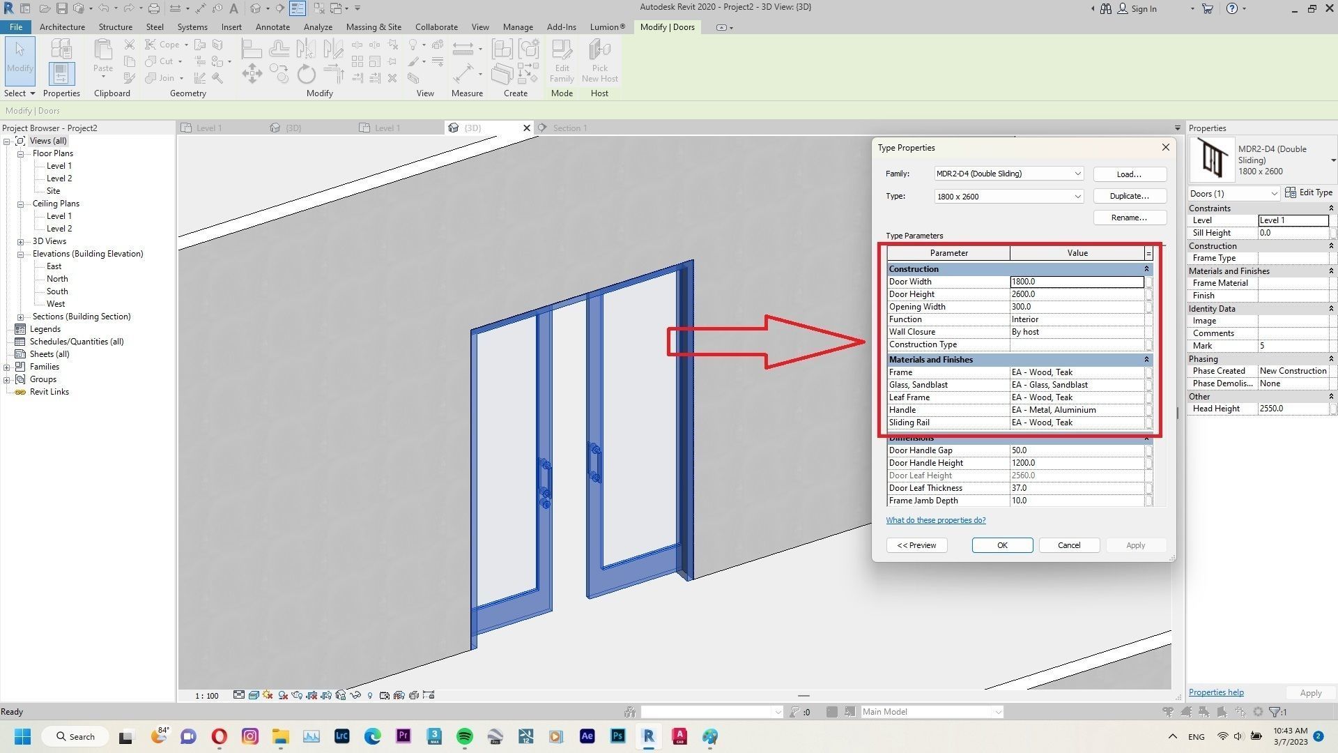 Door Modern Style 01 Parametric Family Revit 3D model | CGTrader