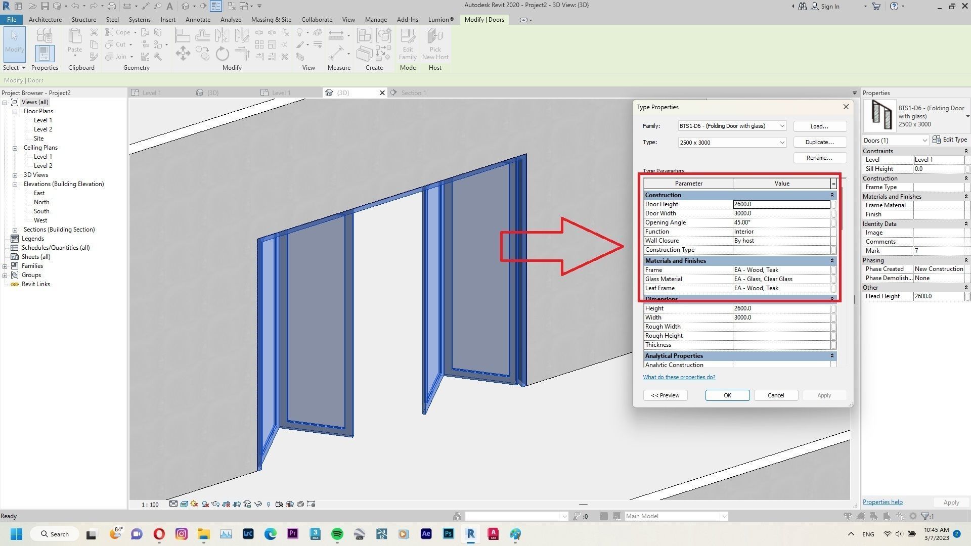 Door Modern Style 01 Parametric Family Revit 3D model | CGTrader
