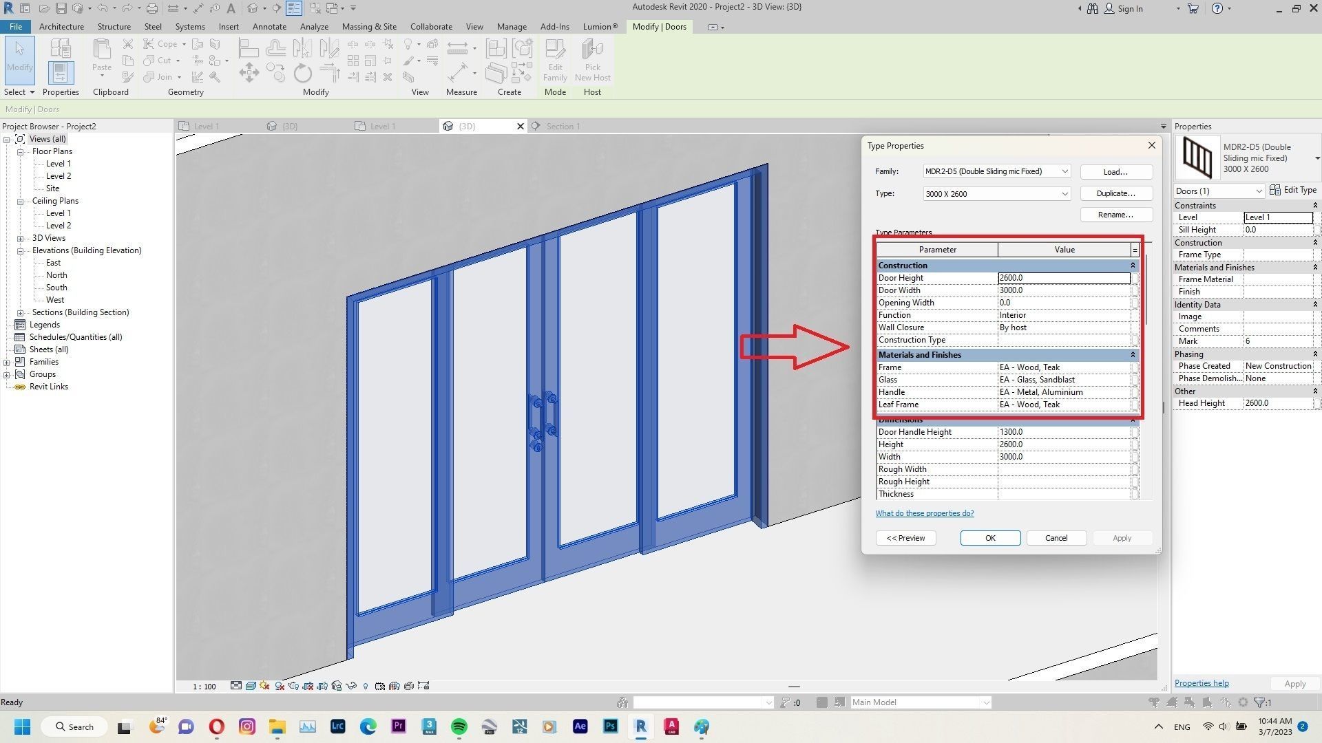 Door Modern Style 01 Parametric Family Revit 3D model | CGTrader