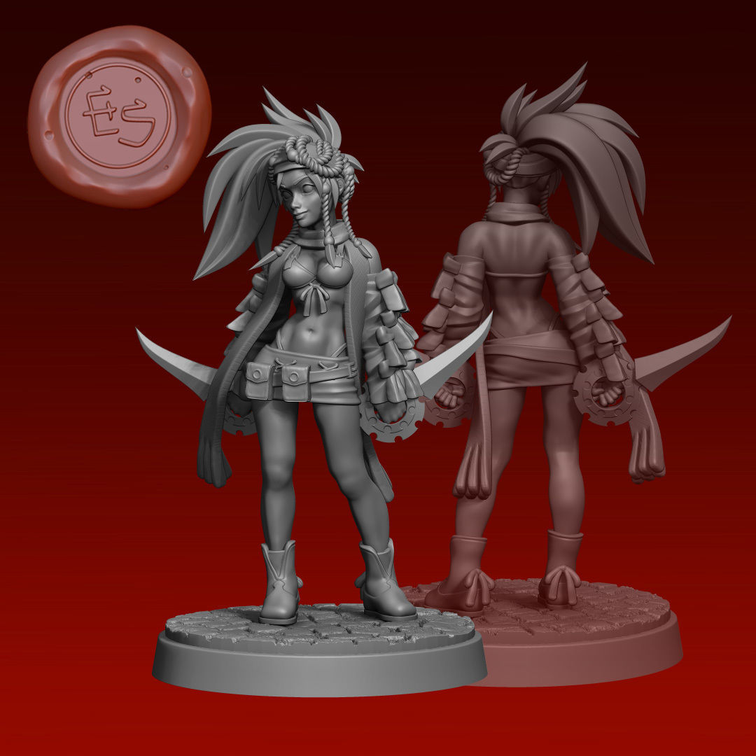 Rikku Final Fantasy X-2 - 32mm Miniature 3D model 3D printable | CGTrader