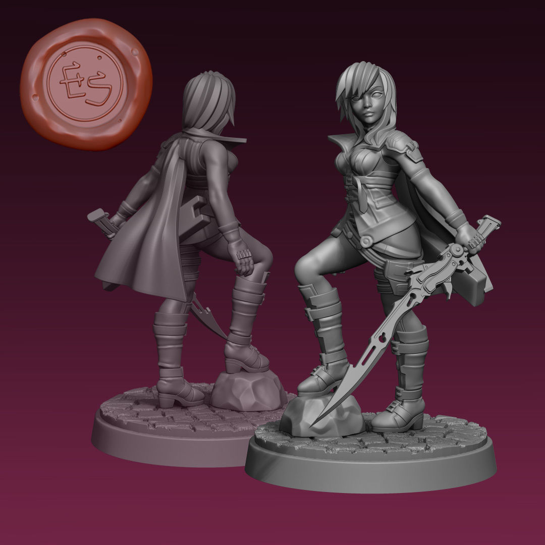 Lightning Final Fantasy XIII - 32mm Miniature 3D model 3D printable ...
