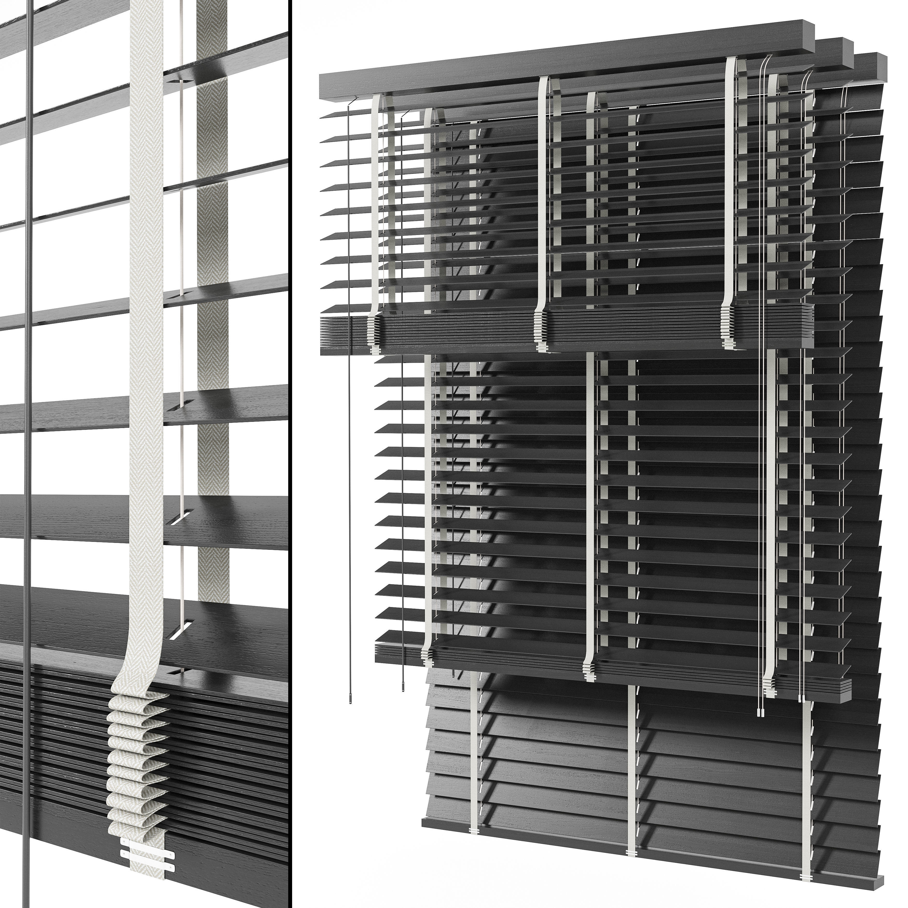 Wooden blinds Set 04 3D model | CGTrader