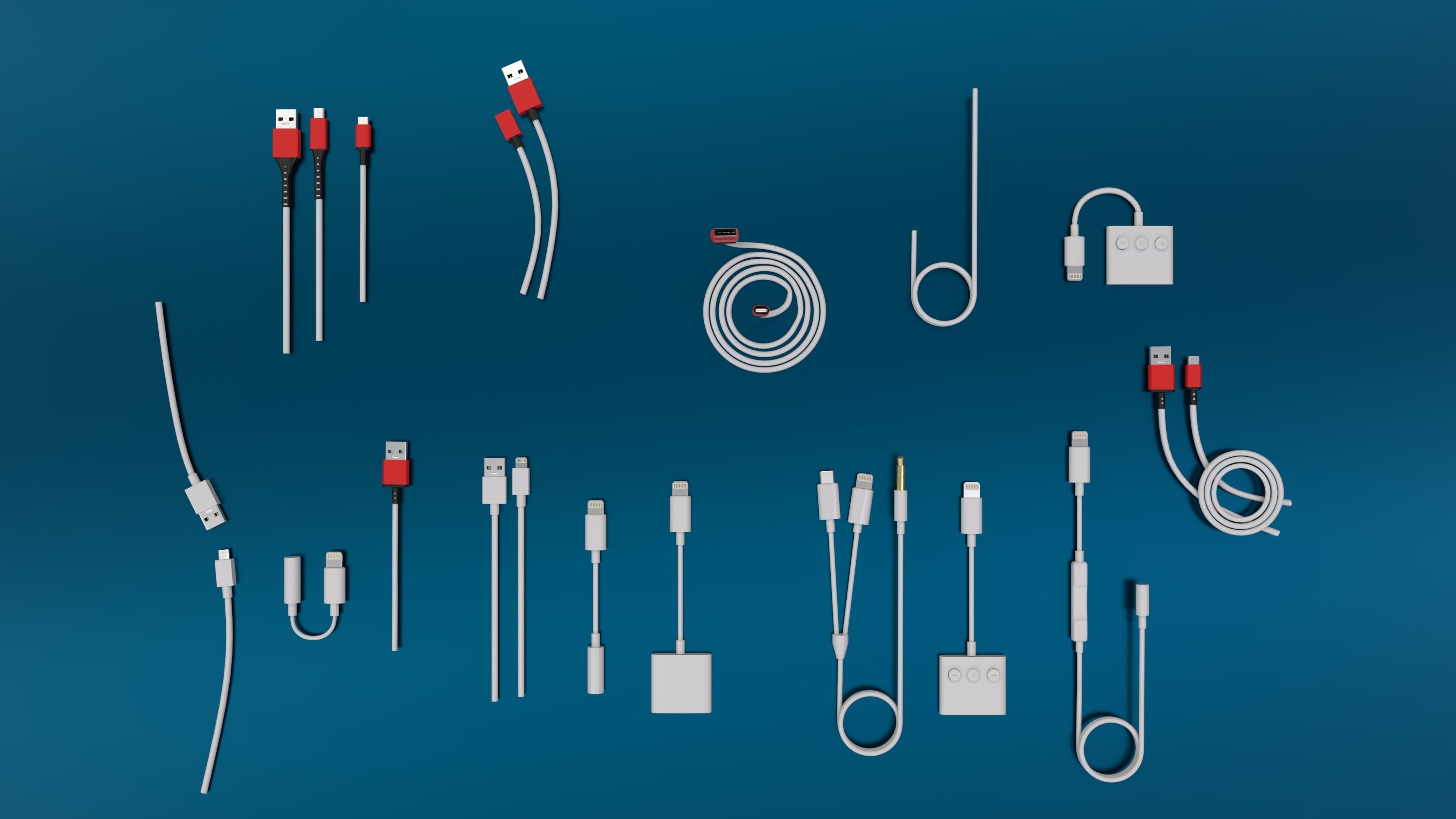 Phone charging cables 3D model | CGTrader