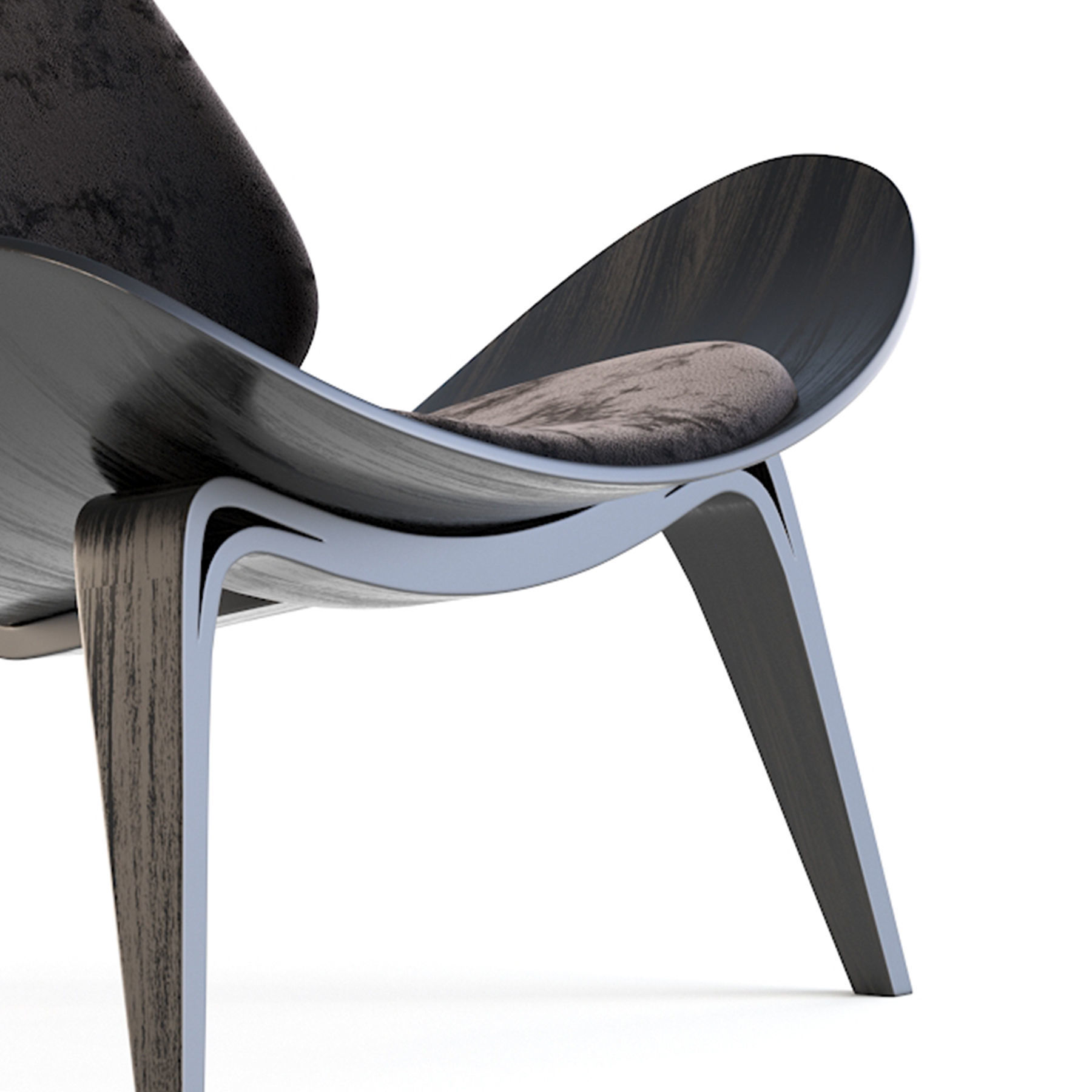 Carl Hansen CH07 Shell Chair Lounge Chair black 3D model | CGTrader