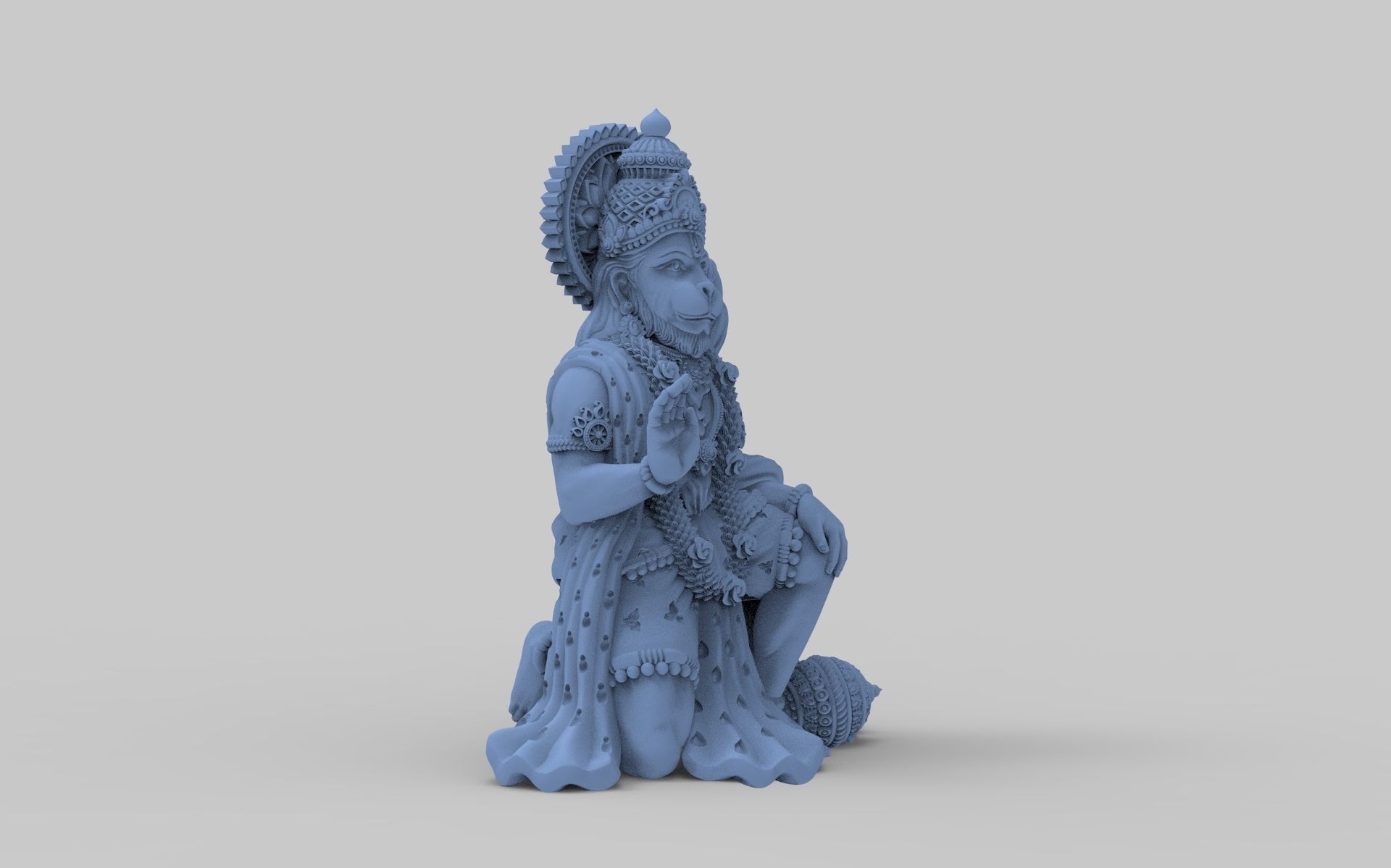 HANUMAN SITTING hindu god 3D model 3D printable | CGTrader