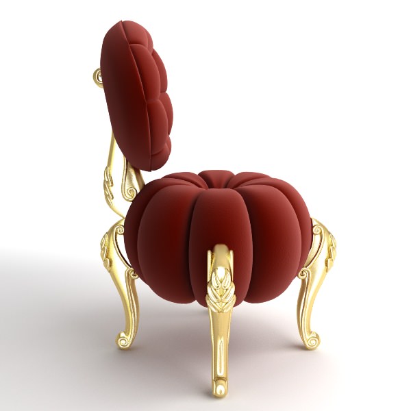 Baroque Red Velvet Chair 3D model | CGTrader