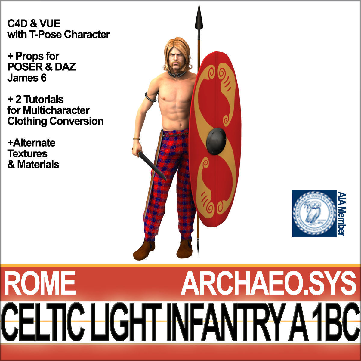 Ancient Celtic Light Infantry A 1BC with Poser Daz Props 3D model ...