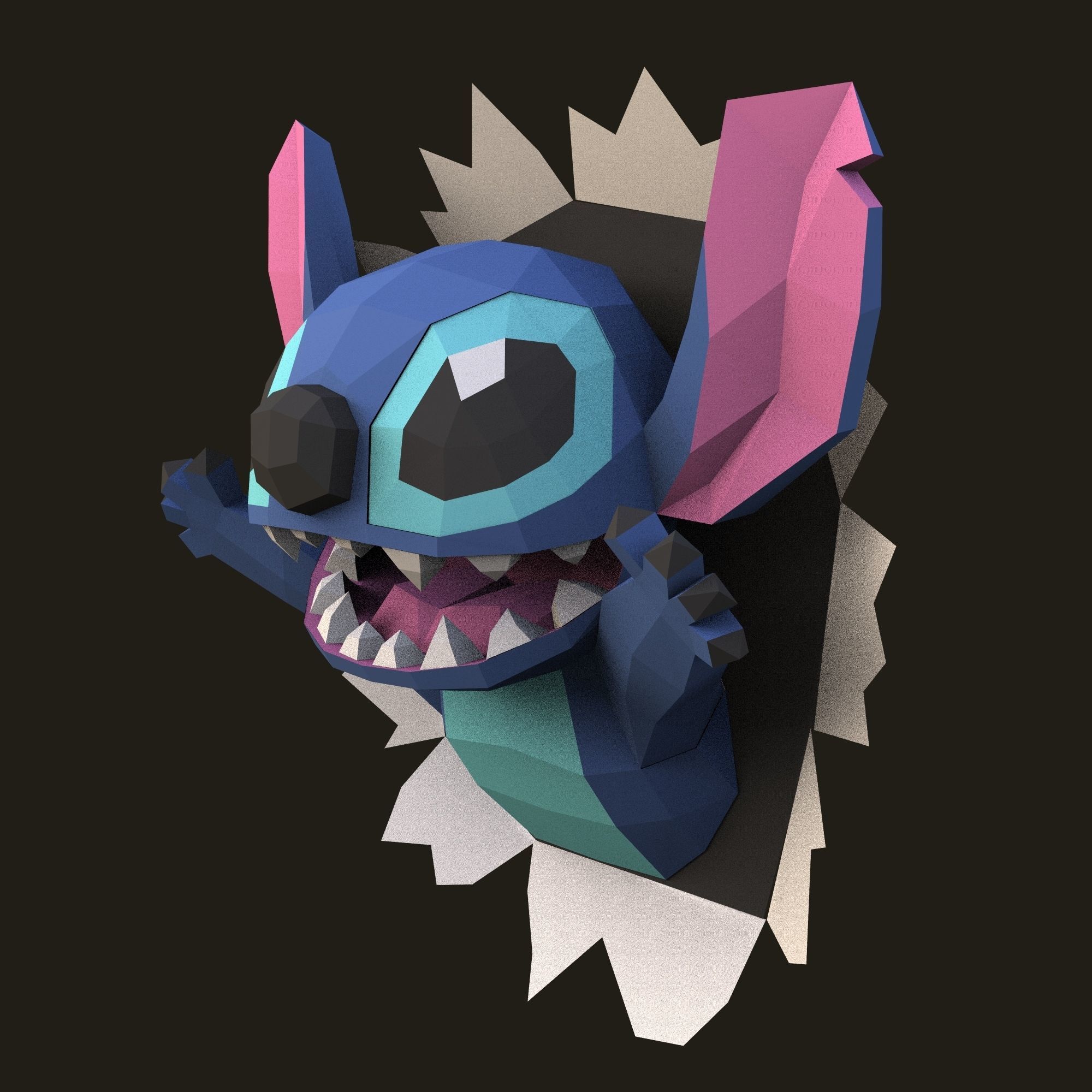 Stitch wall papercraft DIY pepakura origami template low poly 3D model ...