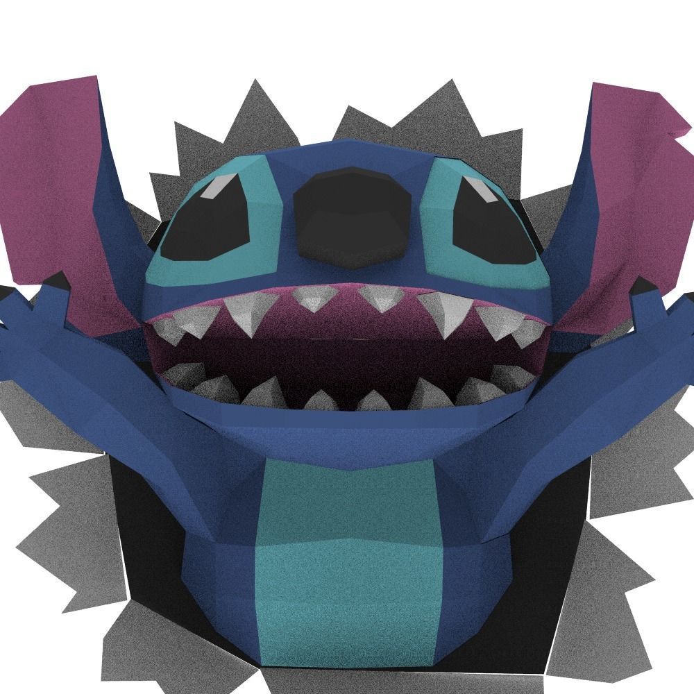 Stitch wall papercraft DIY pepakura origami template low poly 3D model ...