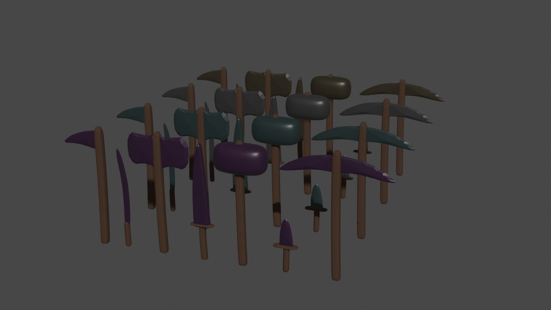 3D model a set of medieval tools and weapons VR / AR / low-poly | CGTrader
