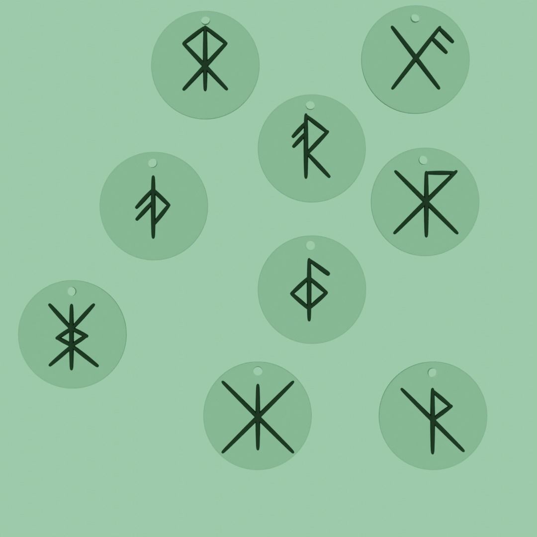 8 Viking Runes Keychain 3D Printable Model 3D model 3D printable | CGTrader