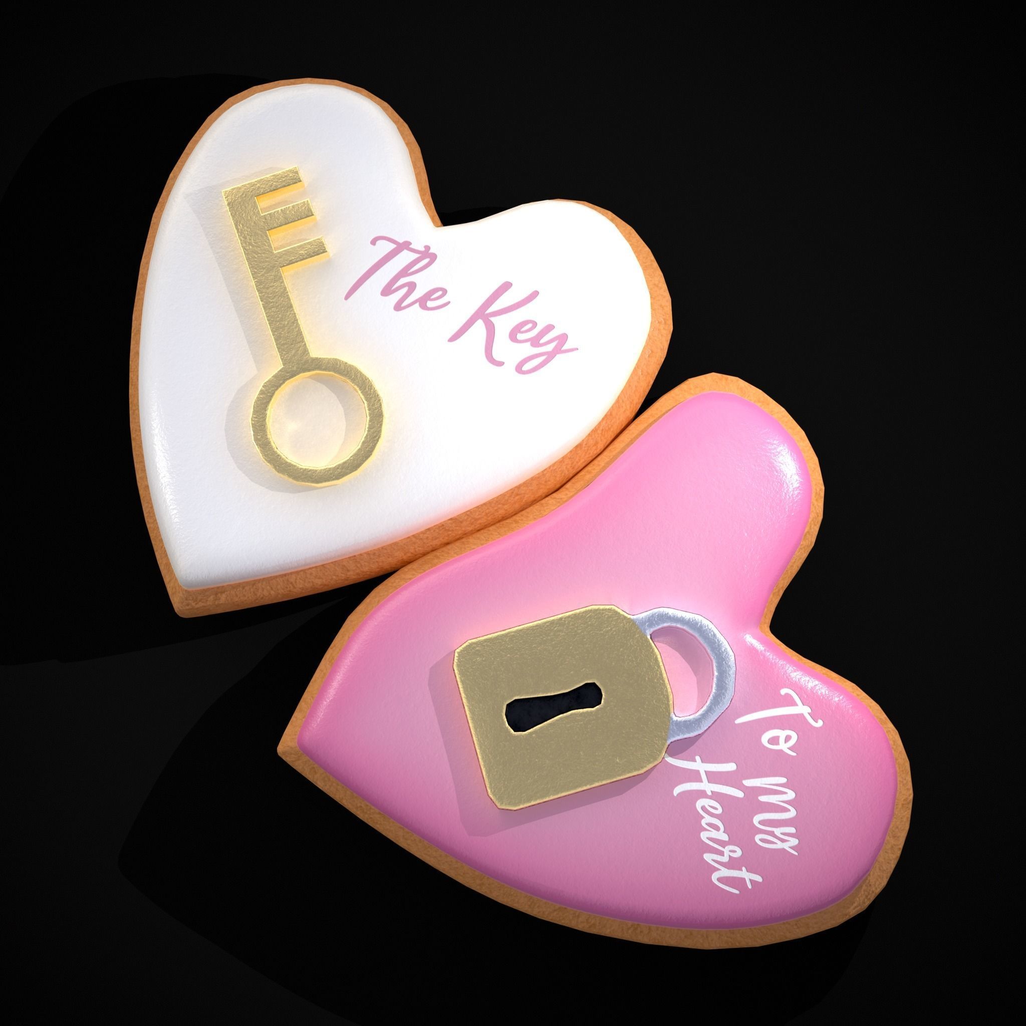 3D model Key to my Heart Cookie VR / AR / low-poly | CGTrader