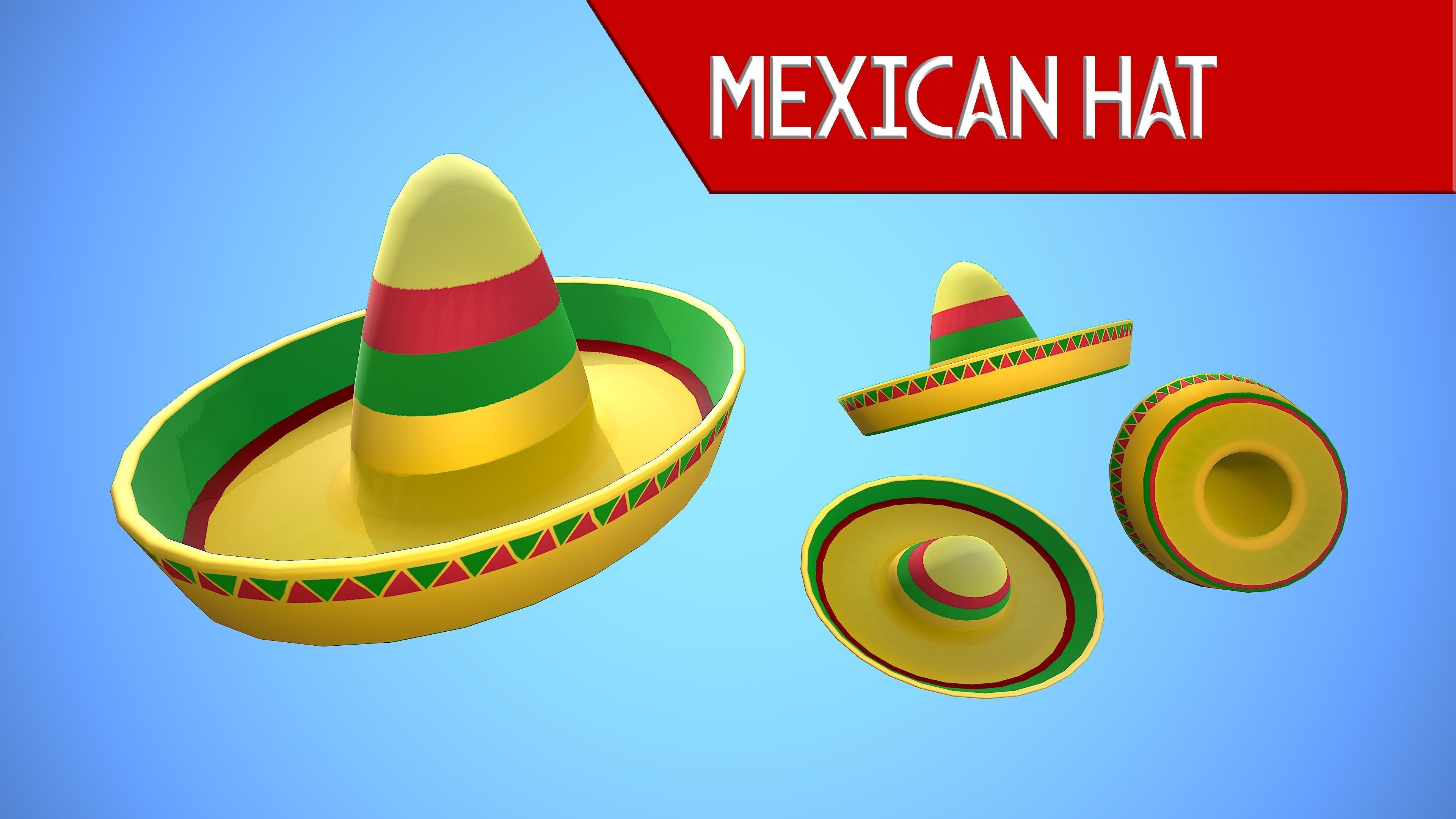 3D model MEXICAN HAT CARTOON STYLIZED VR / AR / low-poly | CGTrader