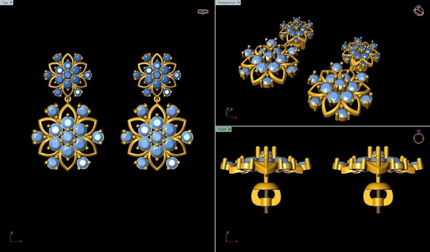 Earring 02 3D print model 3D model 3D printable | CGTrader