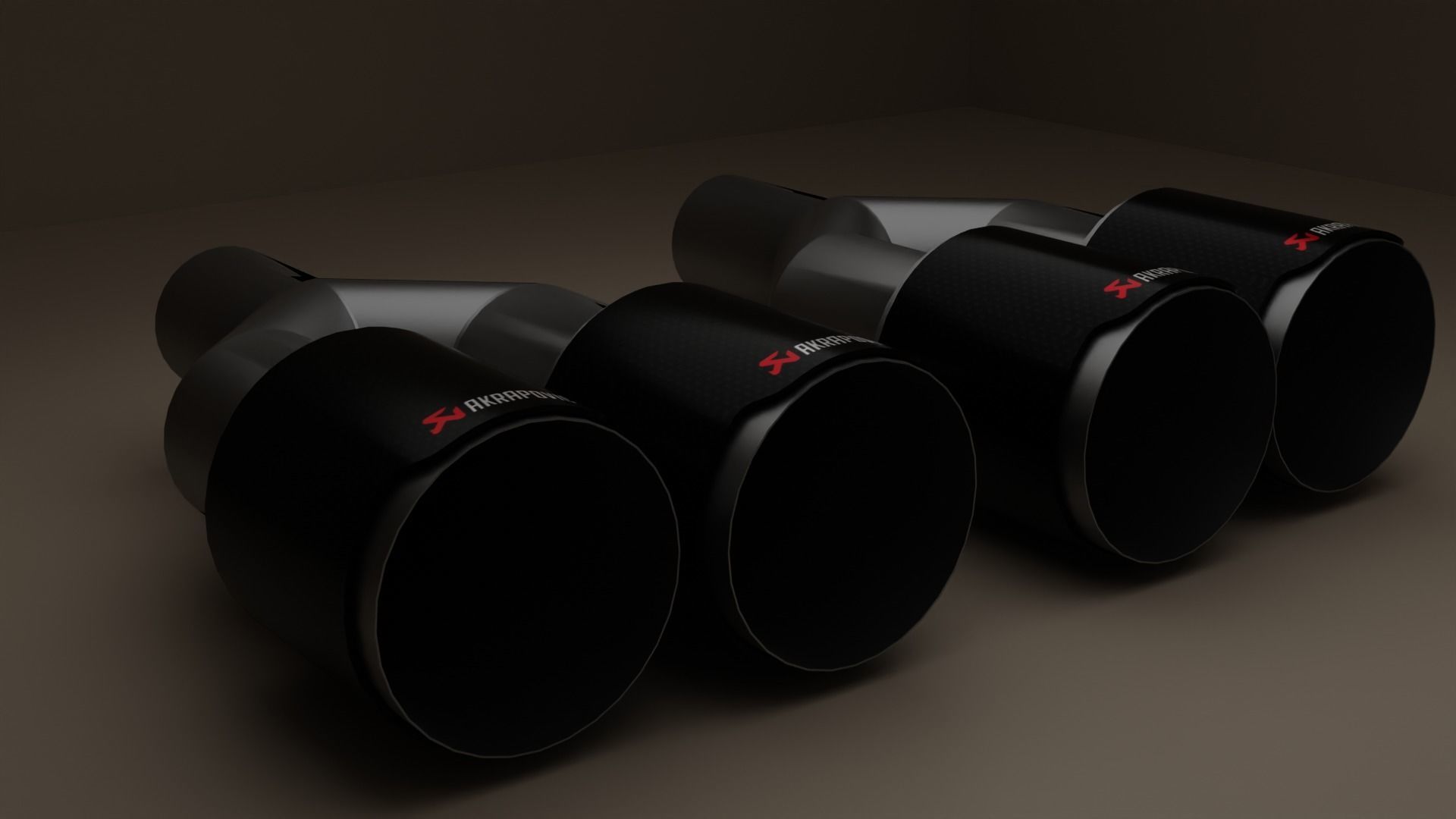 3D model Akrapovic Dual Exhaust Tips Left And Right VR / AR / low-poly ...