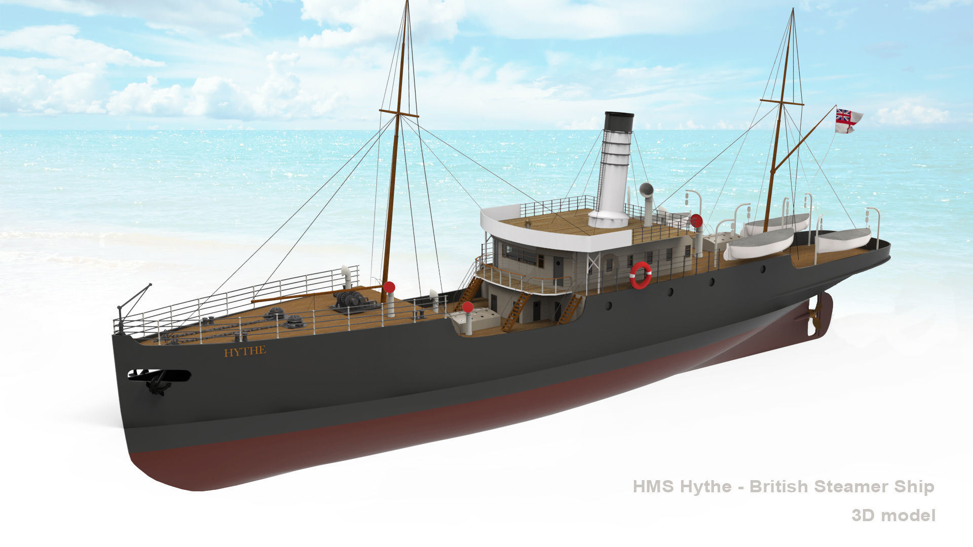 HMS Hythe - British Steamer Ship 3D model | CGTrader