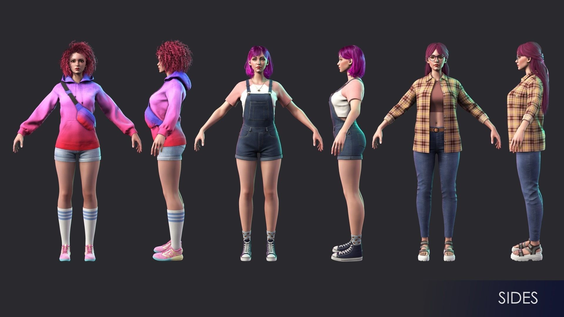 3D model Casual Wear Girls Pack 2-Streetwear Realistic Stylized ...