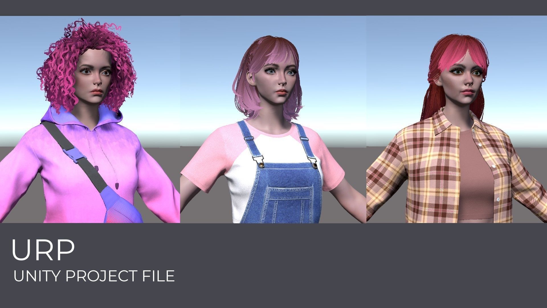 3D model Casual Wear Girls Pack 2-Streetwear Realistic Stylized ...