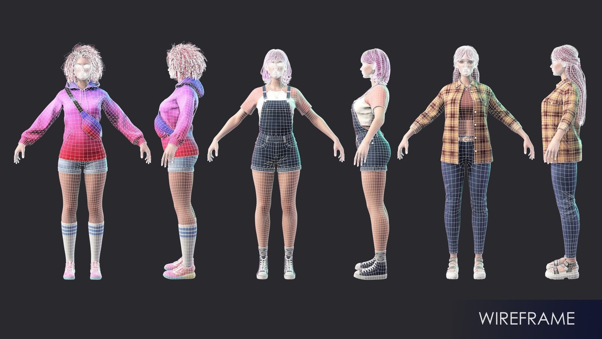 3D model Casual Wear Girls Pack 2-Streetwear Realistic Stylized ...