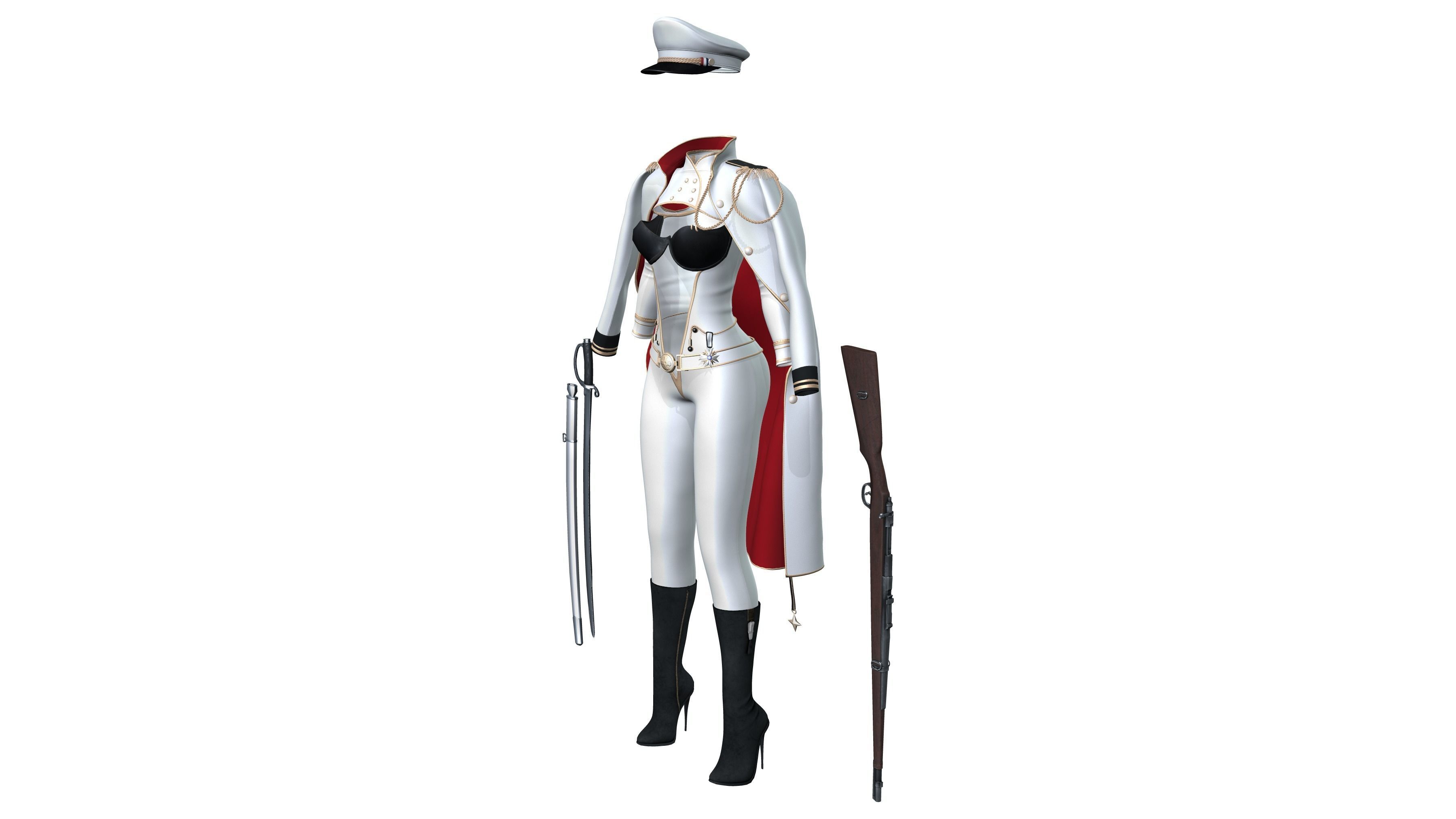 3d Model Full Futuristic Female Commander Outfit Vr Ar Low Poly