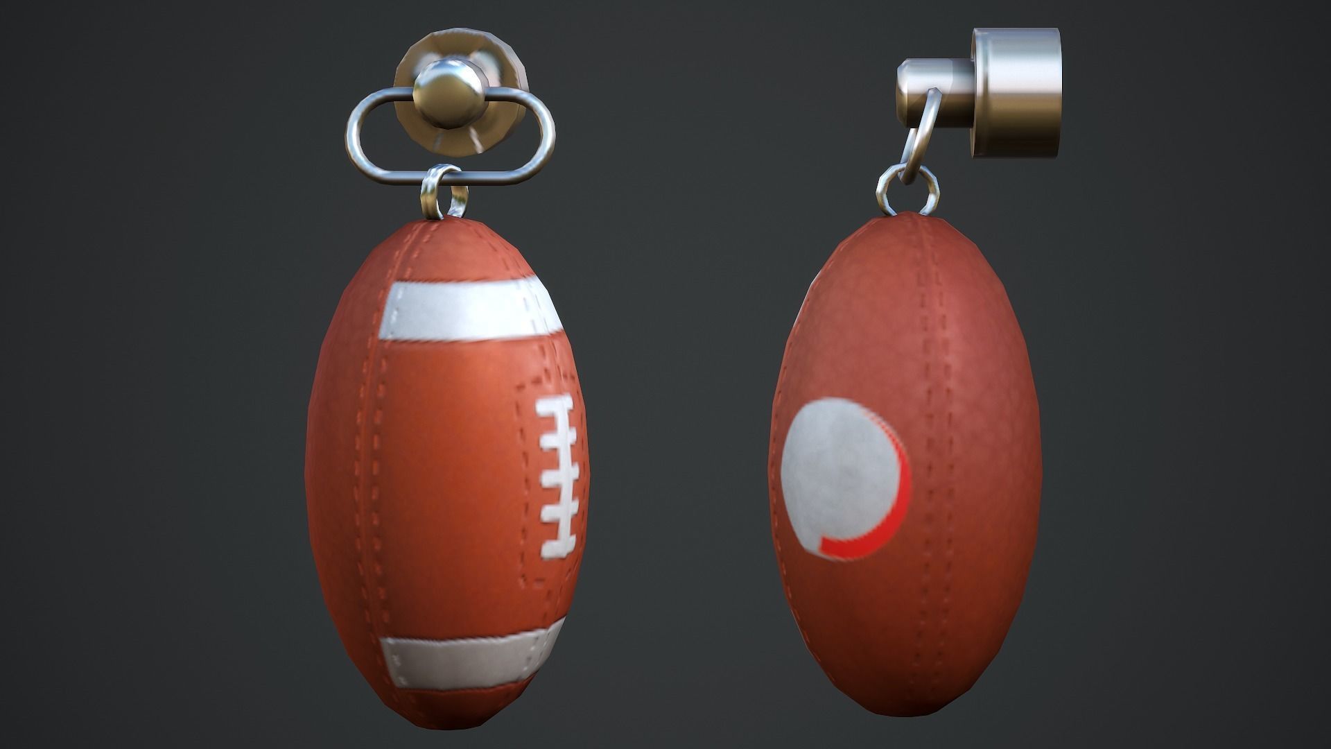 3D model Rugby Ball Weapon Charm - Low Poly Game Ready VR / AR / low ...