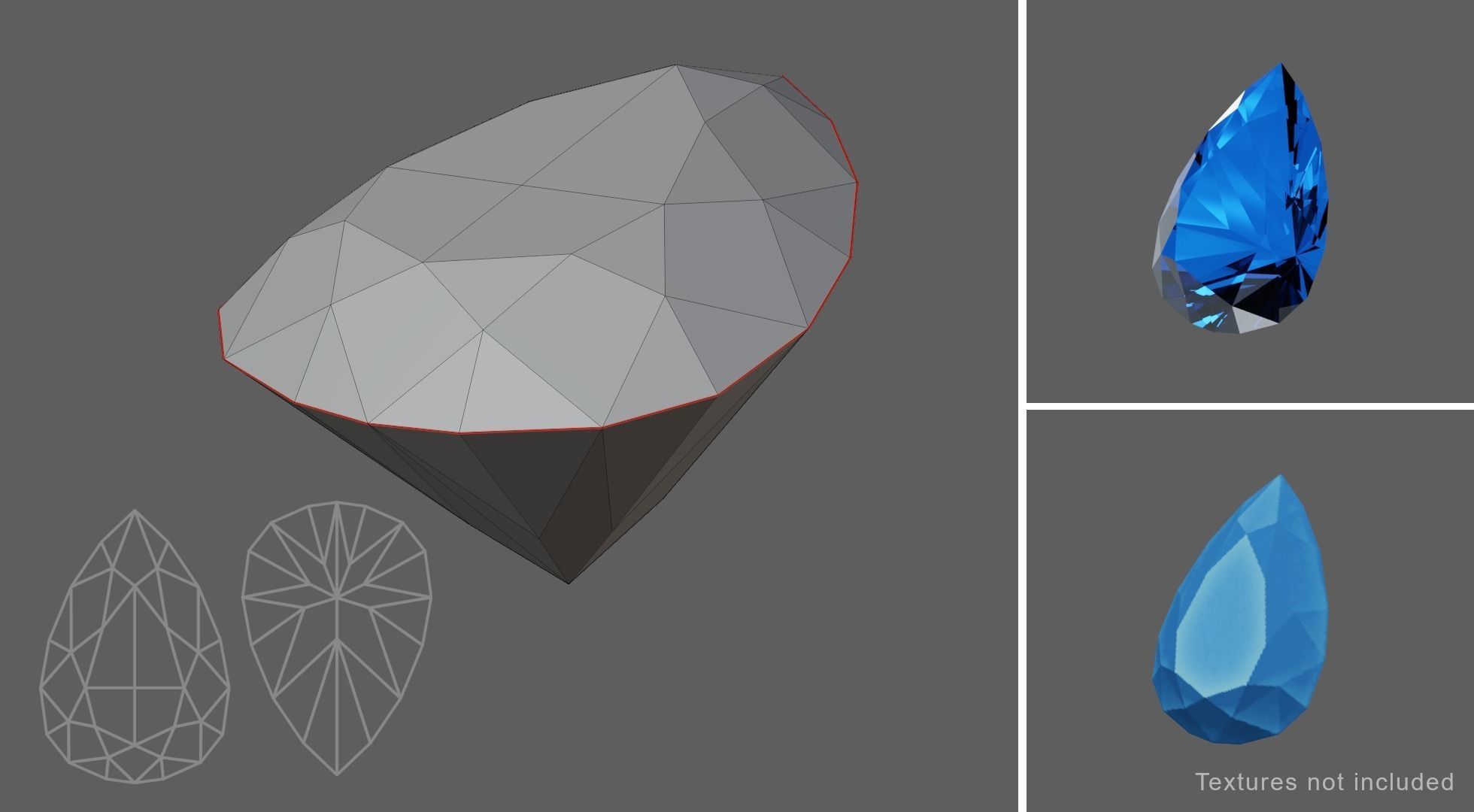 3D model Basic gem cuts for modelling and baking VR / AR / low-poly ...
