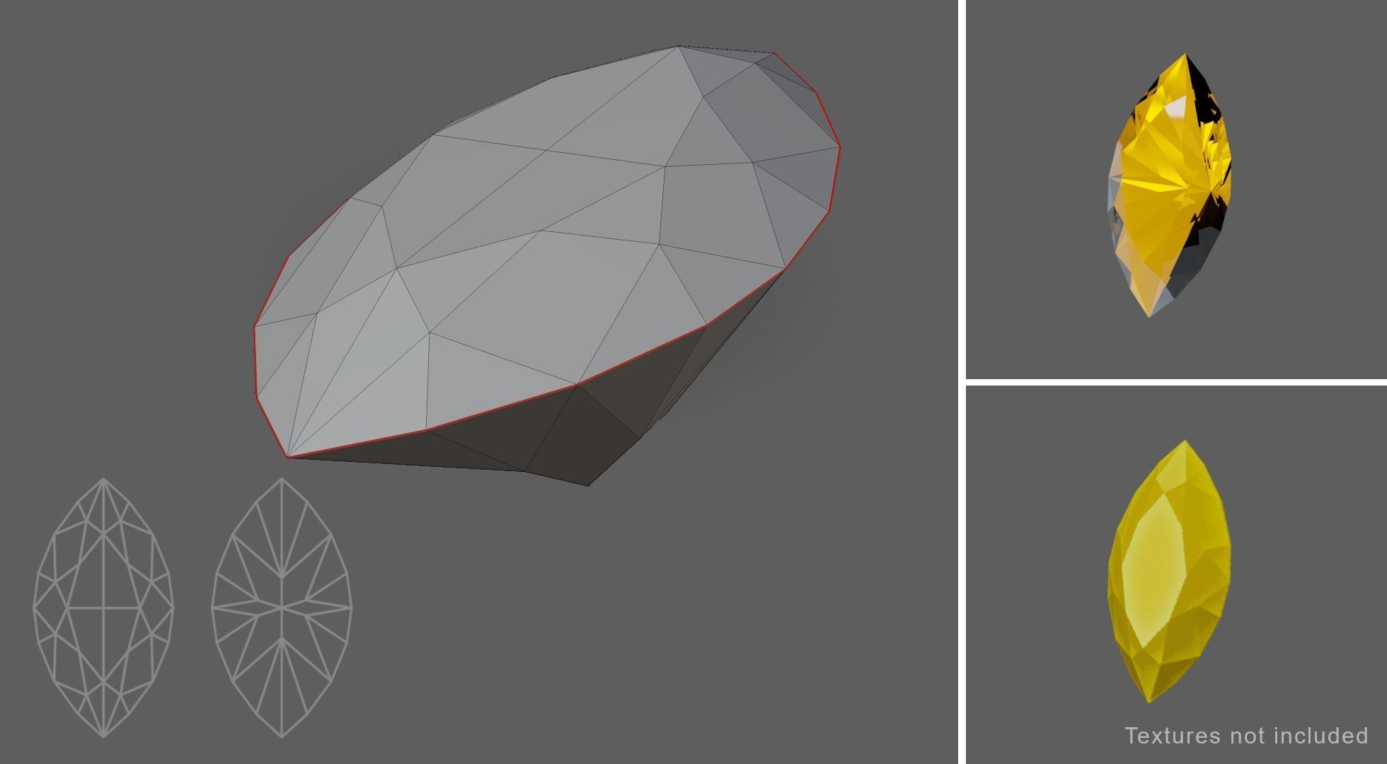 3D model Basic gem cuts for modelling and baking VR / AR / low-poly ...
