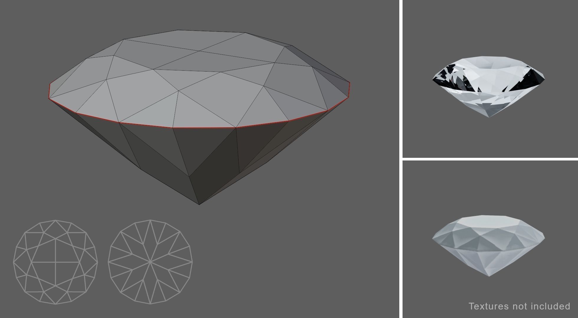3D model Basic gem cuts for modelling and baking VR / AR / low-poly ...