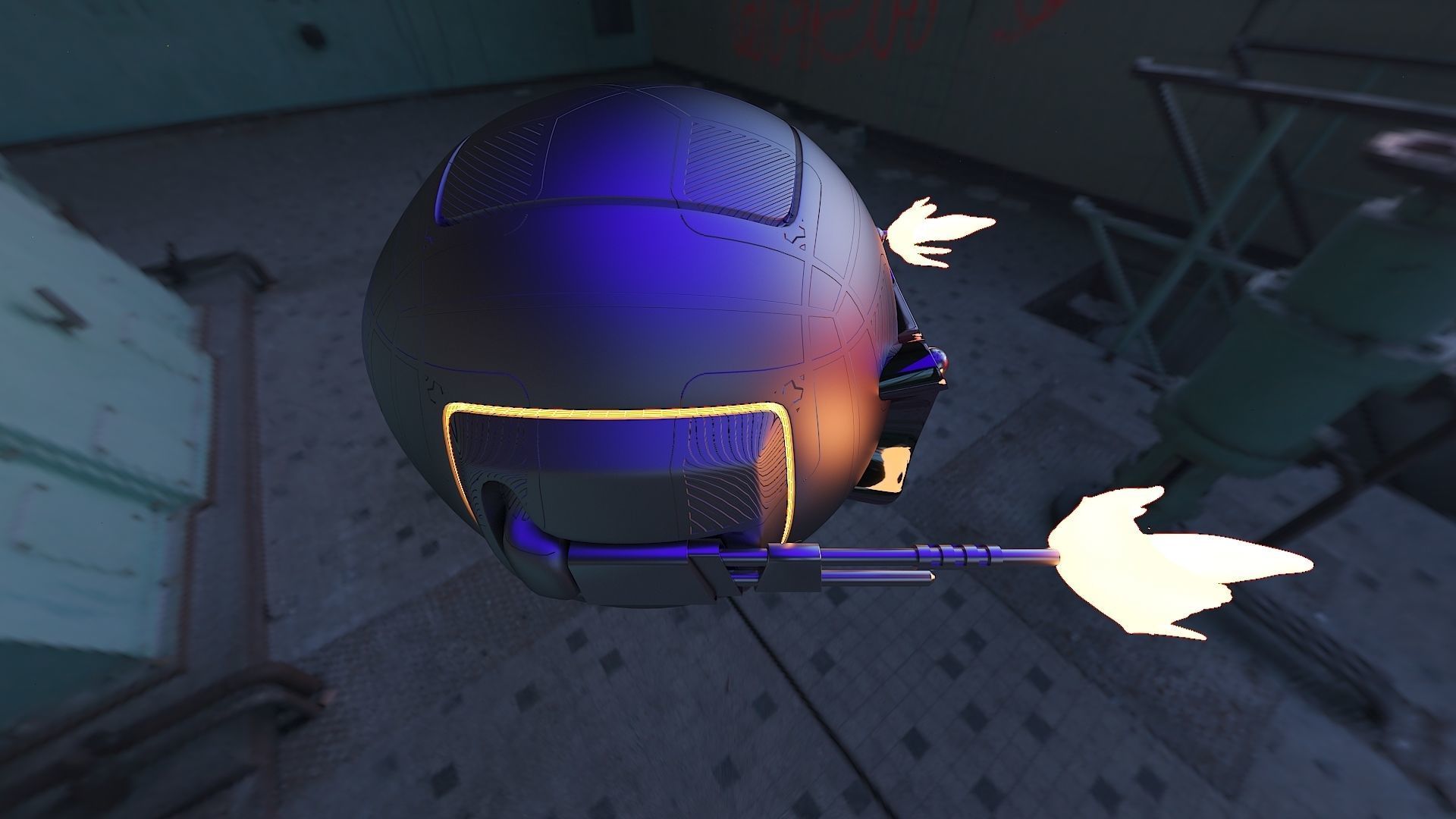 Scifi drone with gun shooting 3D model | CGTrader