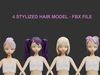 Stylized Female Hair - FBX 3D model | CGTrader