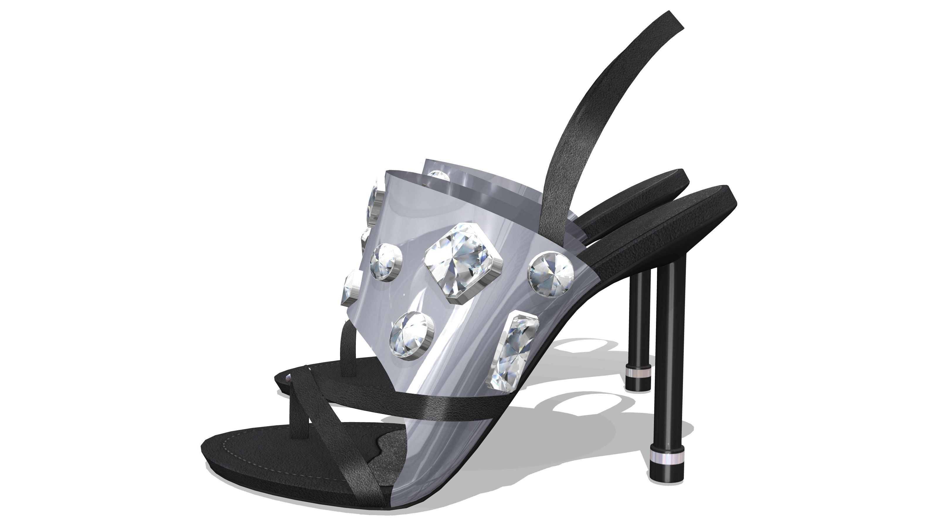 3D model Diamonds Decorated High Heel Sandals VR / AR / low-poly | CGTrader