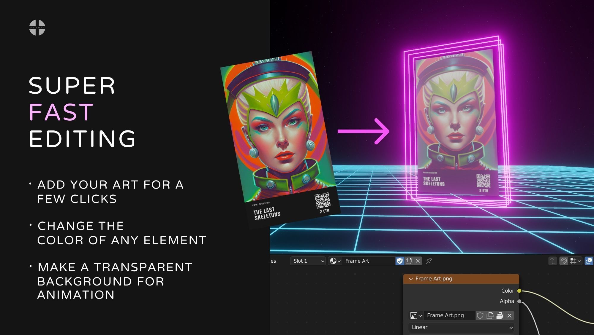Glow frame for Midjourney AI art Blender template 3D model animated ...