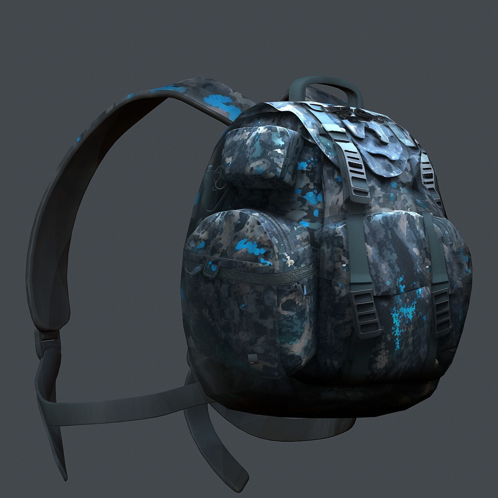 3D model Backpack military combat Black baggage VR / AR / low-poly ...