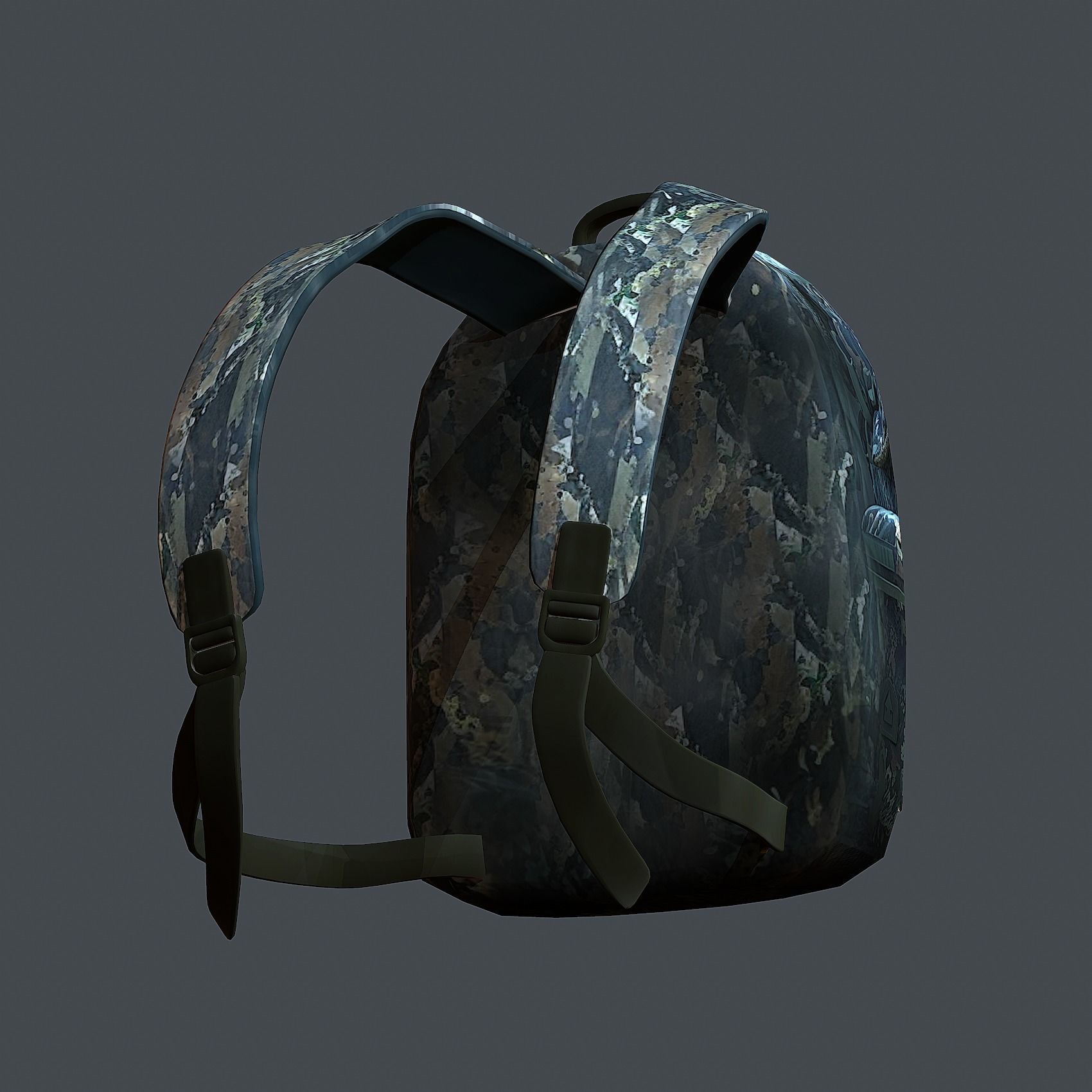 3D model Backpack military combat Black baggage Low-poly VR / AR / low ...