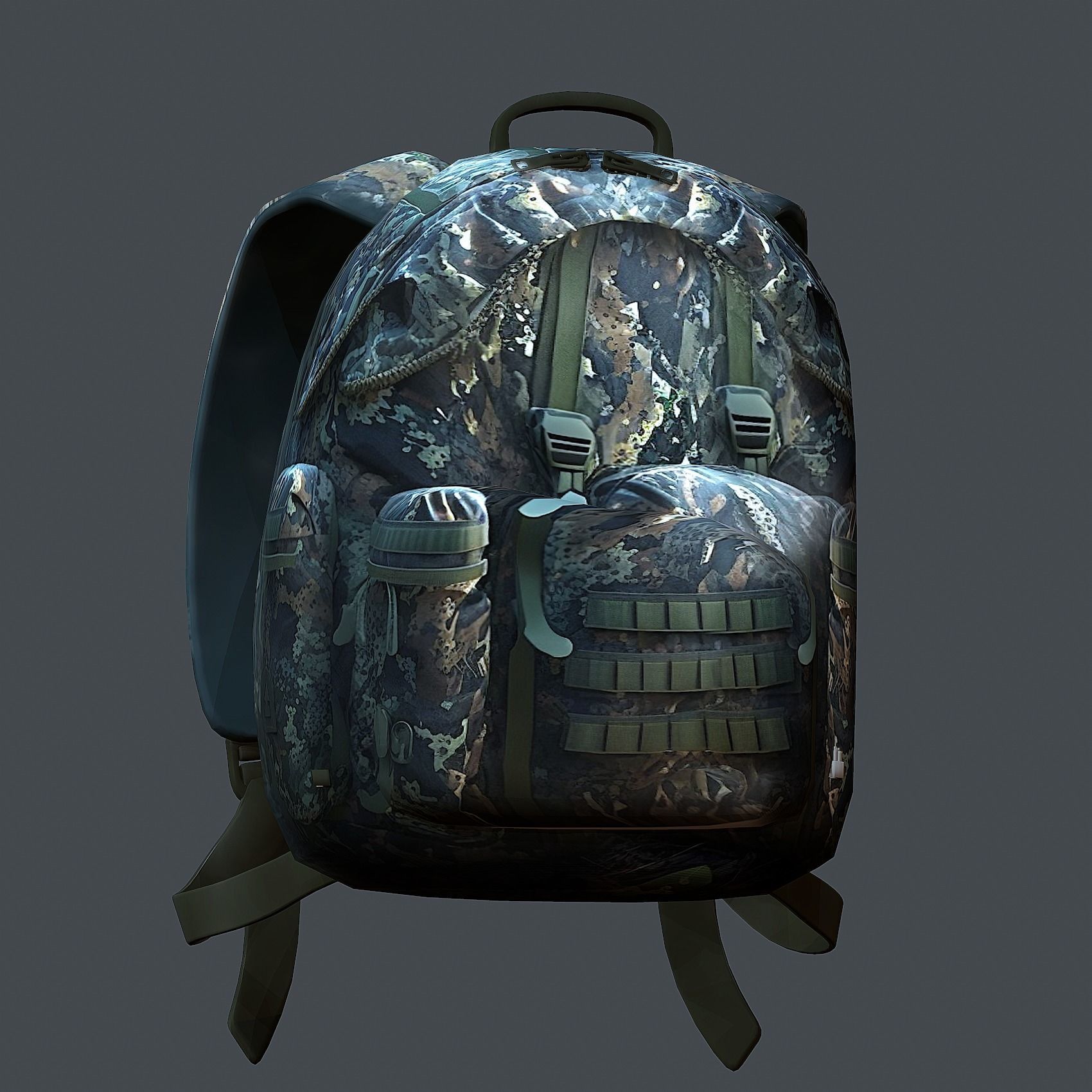 3D model Backpack military combat Black baggage Low-poly VR / AR / low ...