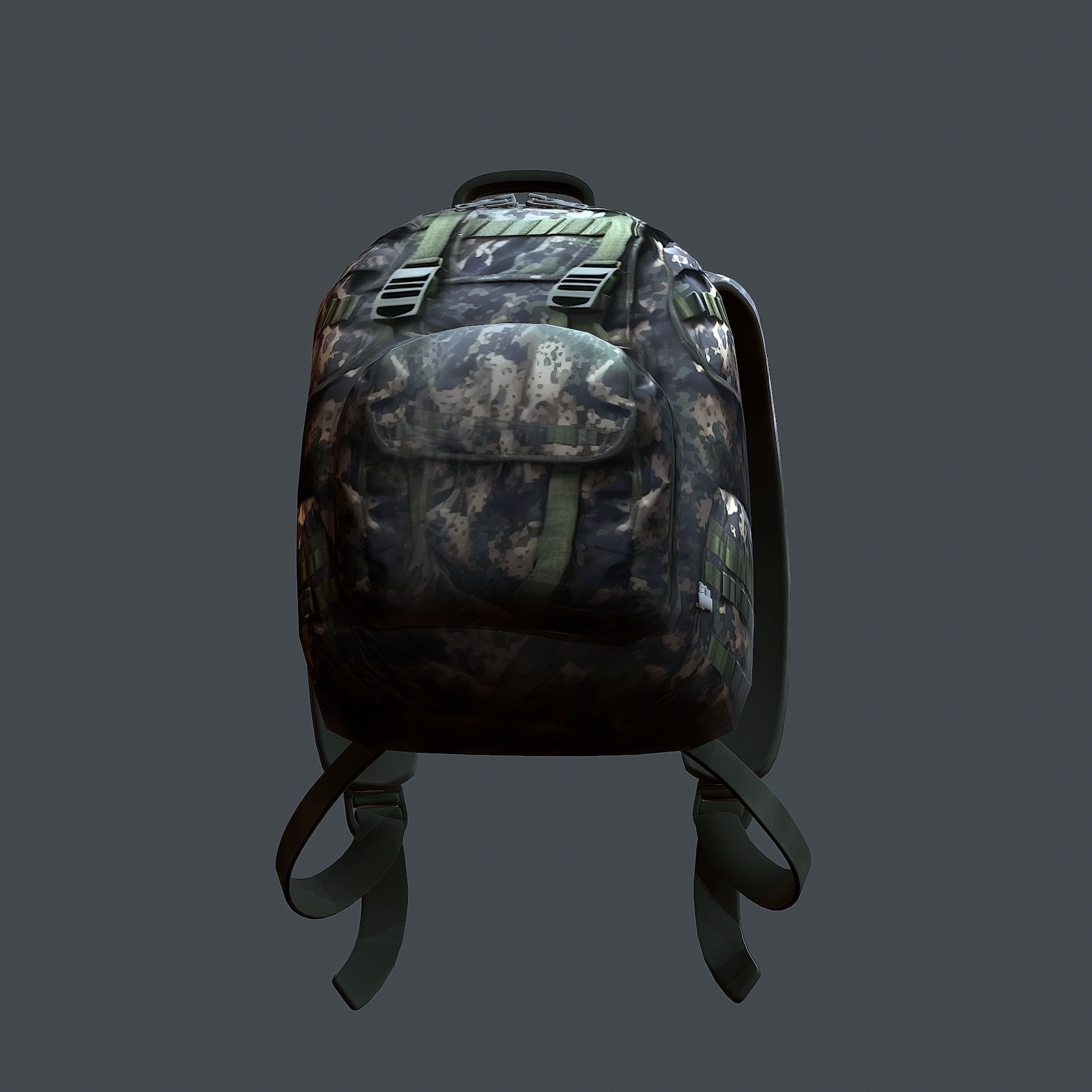 3D model Backpack military combat Black baggage Low-poly VR / AR / low ...