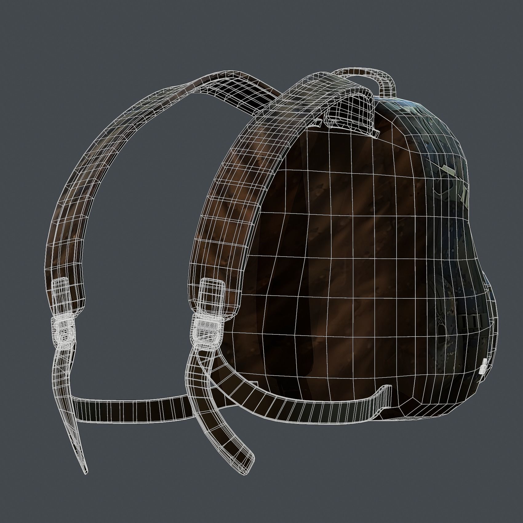 3D model Backpack military combat Black baggage Low-poly 3D model VR ...