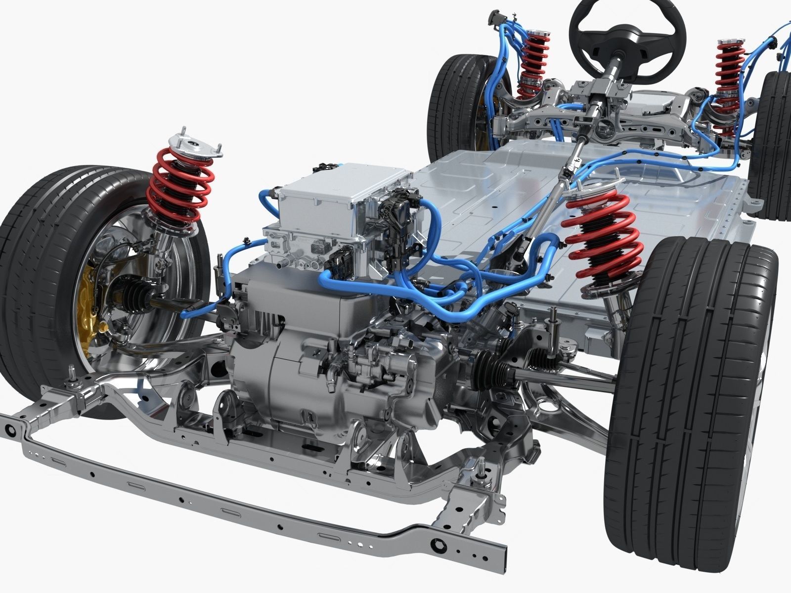 Electric SUV chassis X-ray 3D model | CGTrader