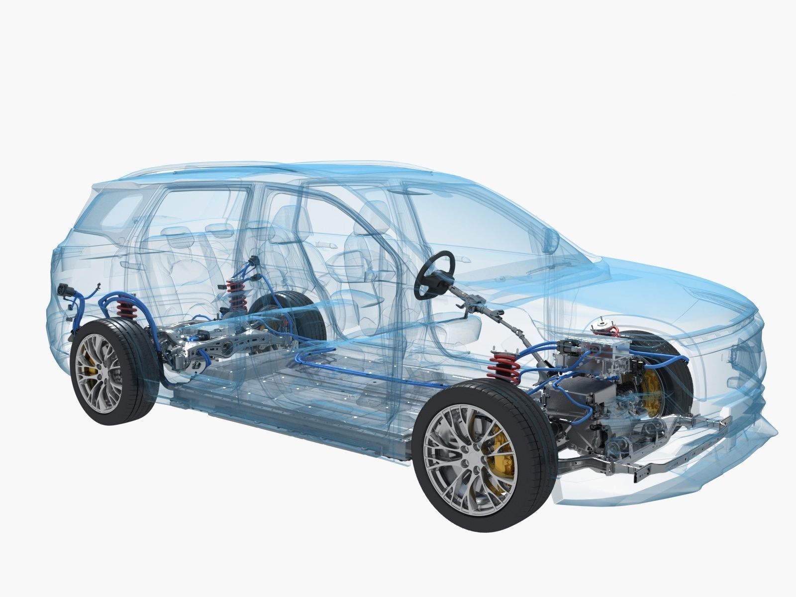 Electric SUV chassis X-ray 3D model | CGTrader