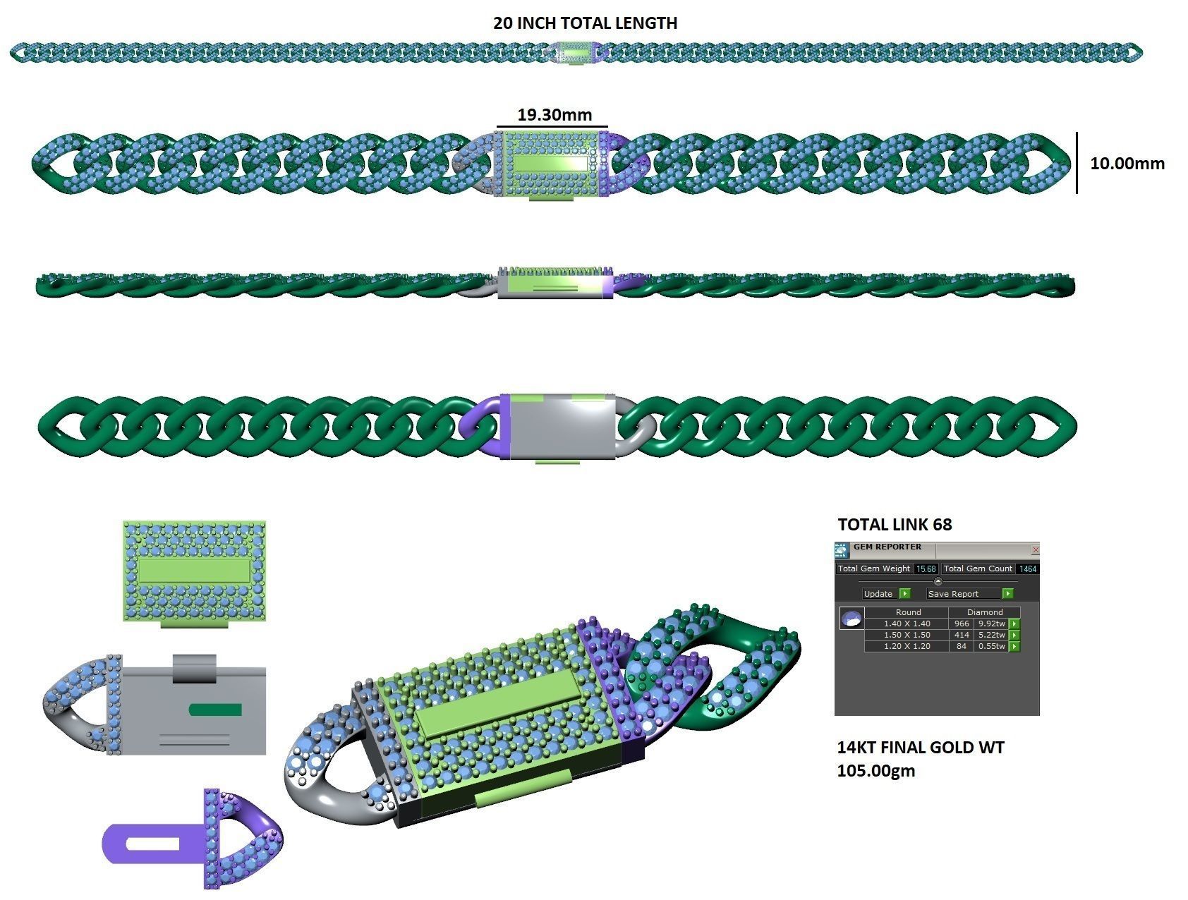 3D Print Ready Cuban Link Chain 3D model 3D printable | CGTrader