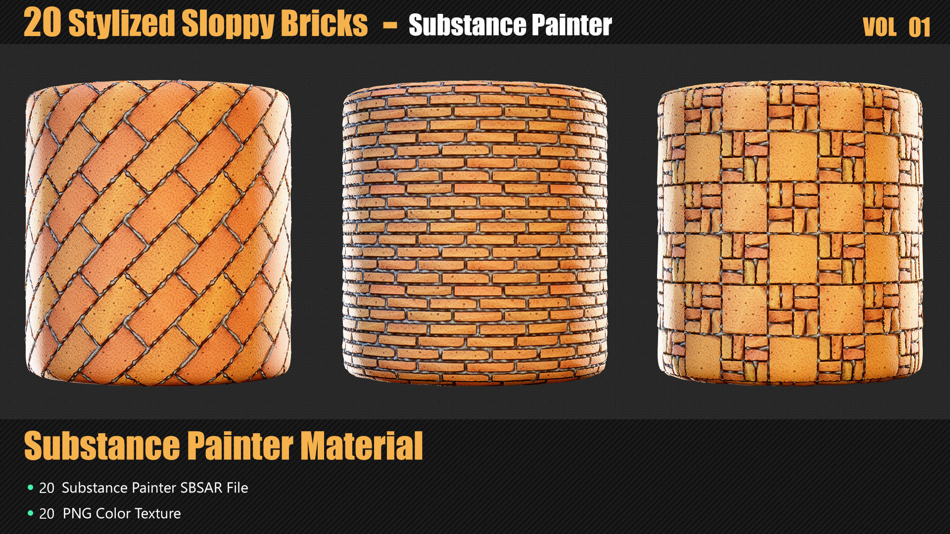 20 Stylized Sloppy Bricks Materials Substance Painter Texture | CGTrader